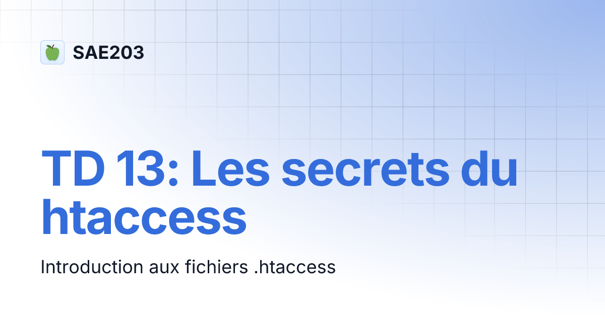 TD 13: Les secrets du htaccess | SAE203