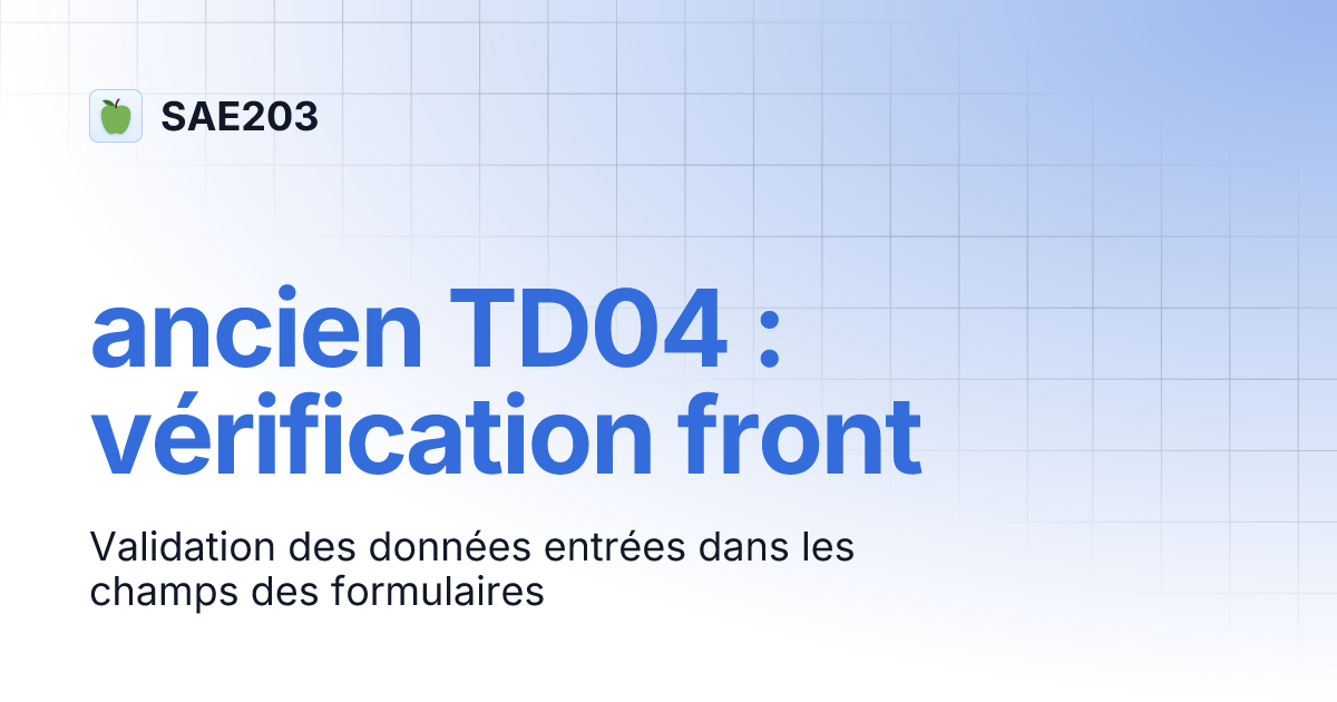 ancien TD04 : vérification front | SAE203